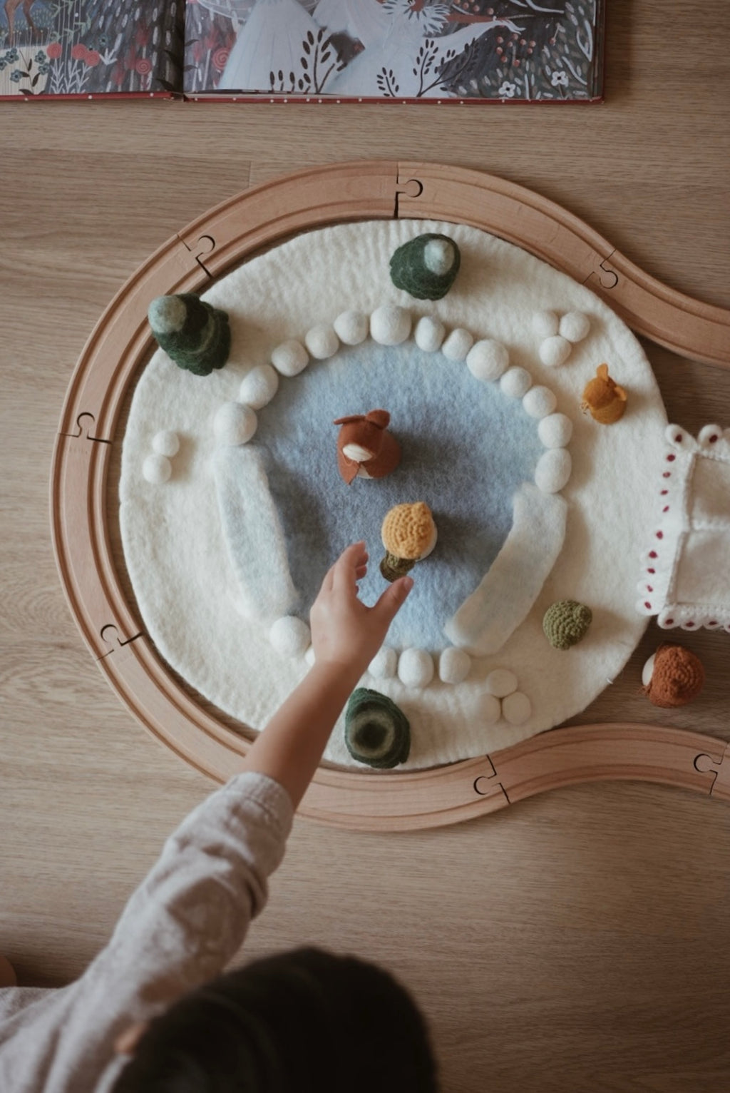 Felt Round Snow Ice Rink Play Mat Playscape – A Greener Wood